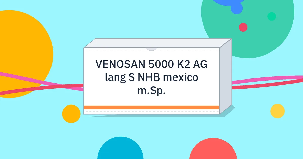 Symbolbild: Packung mit der Aufschrift VENOSAN 5000 K2 AG lang S NHB mexico m.Sp. (PZN 14430514) – Verfügbarkeit und Bezug in Apotheken in Frankfurt am Main