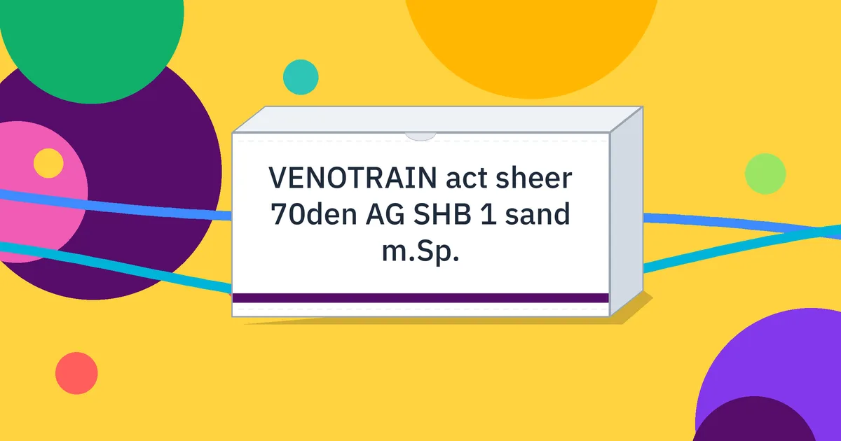 Symbolbild: Packung mit der Aufschrift VENOTRAIN act sheer 70den AG SHB 1 sand m.Sp. (PZN 16208168) – Verfügbarkeit und Bezug in Apotheken in Frankfurt am Main