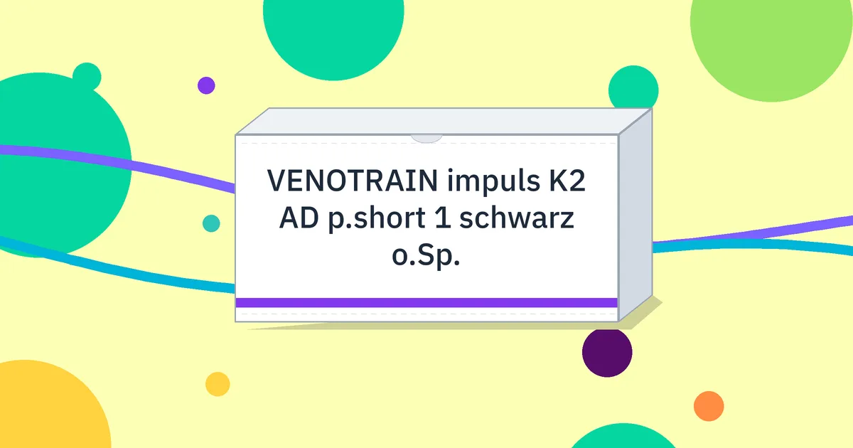 Symbolbild: Packung mit der Aufschrift VENOTRAIN impuls K2 AD p.short 1 schwarz o.Sp. (PZN 00627644) – Verfügbarkeit und Bezug in Apotheken in Frankfurt am Main