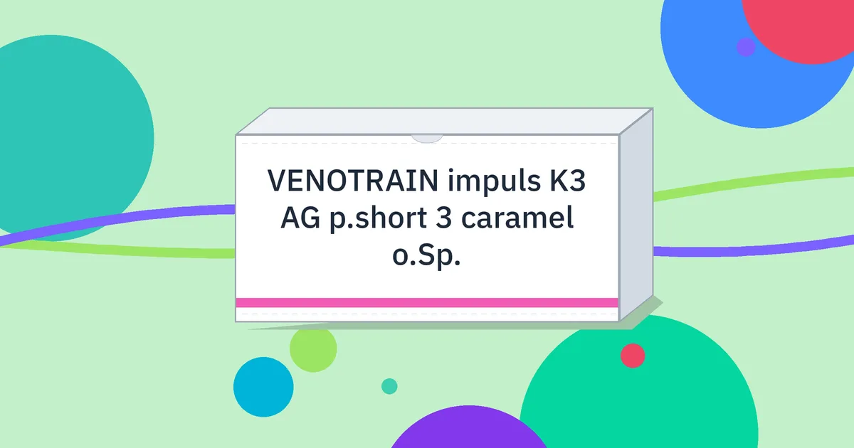 Symbolbild: Packung mit der Aufschrift VENOTRAIN impuls K3 AG p.short 3 caramel o.Sp. (PZN 08421333) – Verfügbarkeit und Bezug in Apotheken in Frankfurt am Main