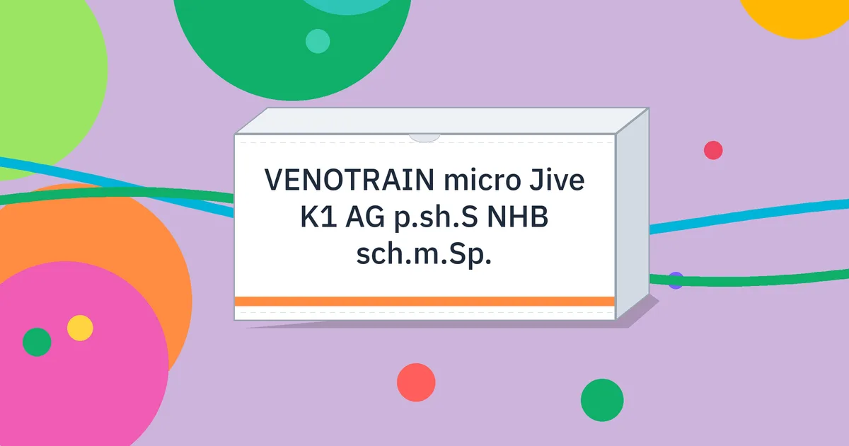 Symbolbild: Packung mit der Aufschrift VENOTRAIN micro Jive K1 AG p.sh.S NHB sch.m.Sp. (PZN 17768136) – Verfügbarkeit und Bezug in Apotheken in Frankfurt am Main