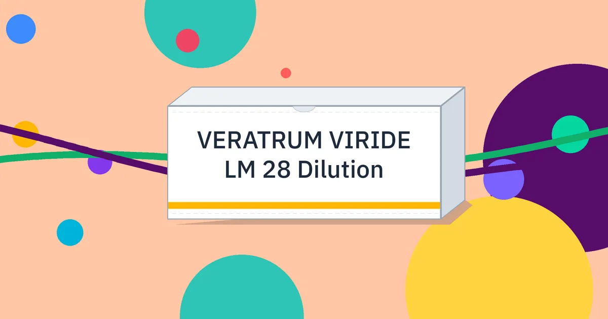 Symbolbild: Packung mit der Aufschrift VERATRUM VIRIDE LM 28 Dilution (PZN 13265622) – Verfügbarkeit und Bezug in Apotheken in Frankfurt am Main