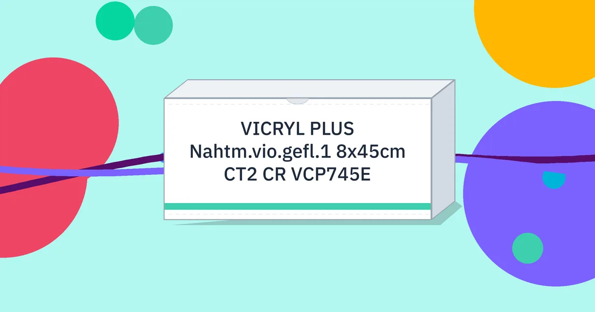 Symbolbild: Packung mit der Aufschrift VICRYL PLUS Nahtm.vio.gefl.1 8x45cm CT2 CR VCP745E (PZN 20899907) – Verfügbarkeit und Bezug in Apotheken in Frankfurt am Main