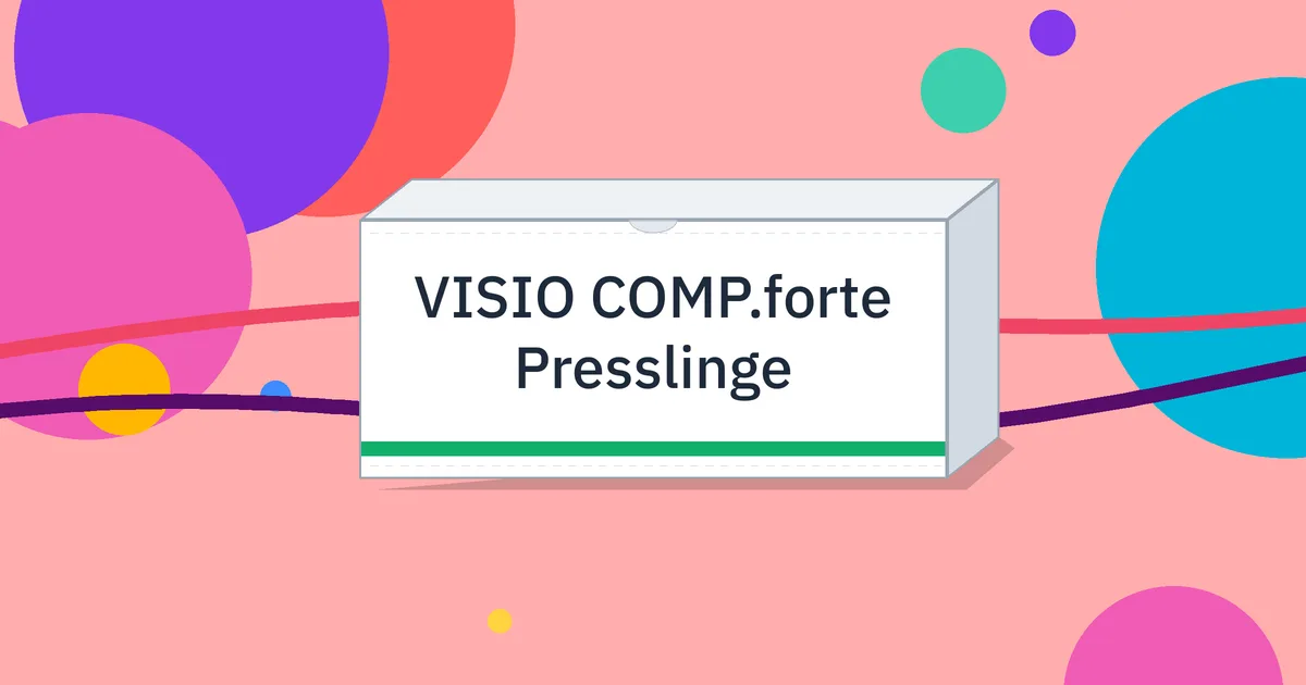 Symbolbild: Packung mit der Aufschrift VISIO COMP.forte Presslinge (PZN 14040718) – Verfügbarkeit und Bezug in Apotheken in Frankfurt am Main