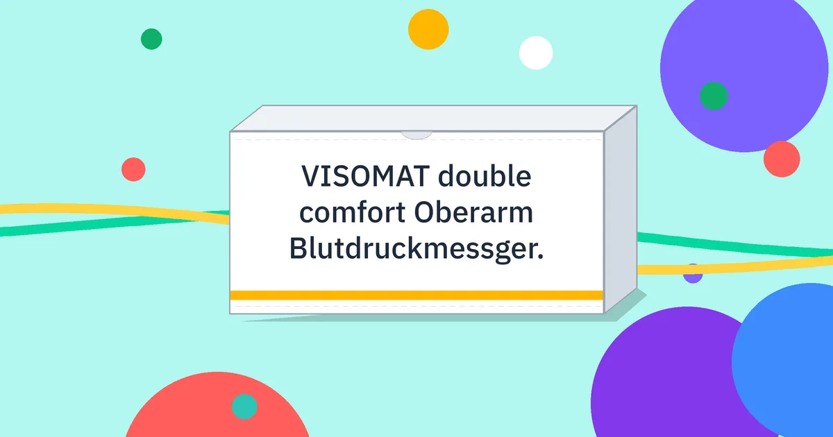 Symbolbild: Packung mit der Aufschrift VISOMAT double comfort Oberarm Blutdruckmessger. (PZN 07387350) – Verfügbarkeit und Bezug in Apotheken in Frankfurt am Main