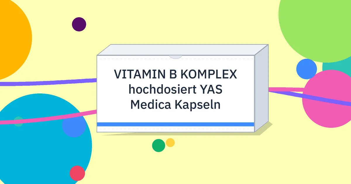 Symbolbild: Packung mit der Aufschrift VITAMIN B KOMPLEX hochdosiert YAS Medica Kapseln (PZN 19099840) – Verfügbarkeit und Bezug in Apotheken in Frankfurt am Main