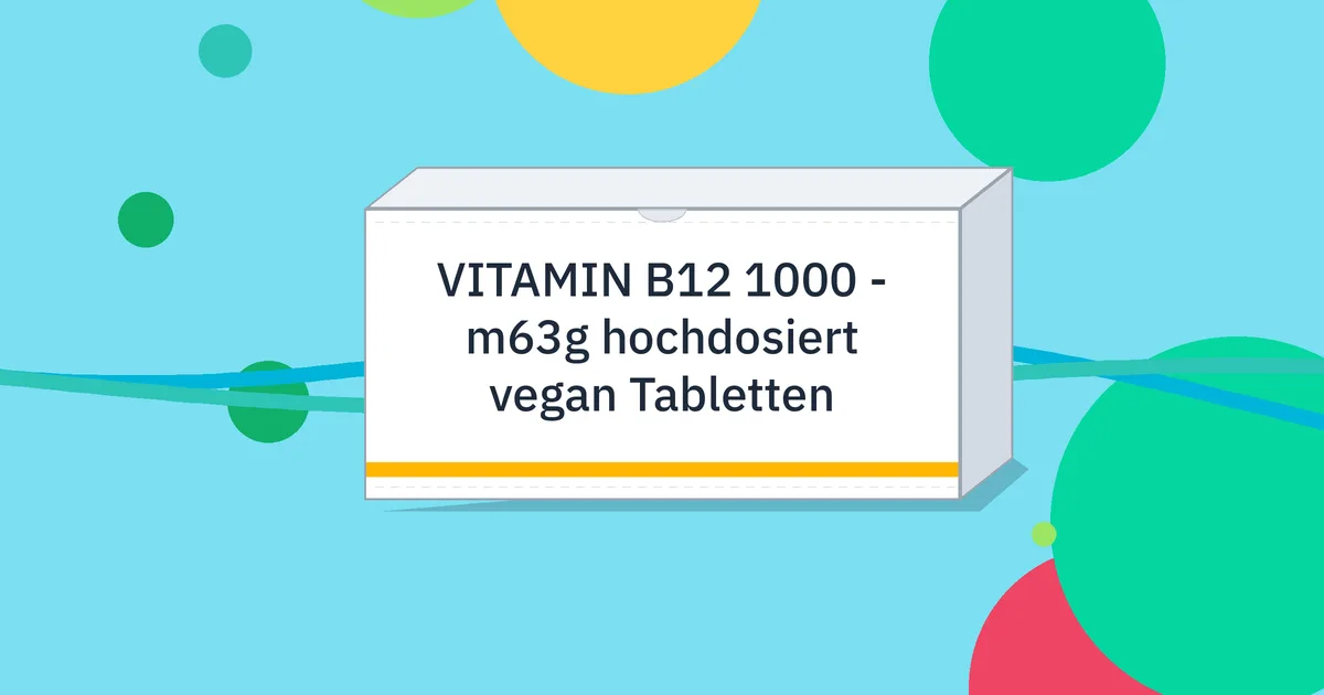 Symbolbild: Packung mit der Aufschrift VITAMIN B12 1000 -m63g hochdosiert vegan Tabletten (PZN 18601094) – Verfügbarkeit und Bezug in Apotheken in Frankfurt am Main