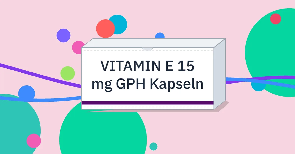 Symbolbild: Packung mit der Aufschrift VITAMIN E 15 mg GPH Kapseln (PZN 01970663) – Verfügbarkeit und Bezug in Apotheken in Frankfurt am Main