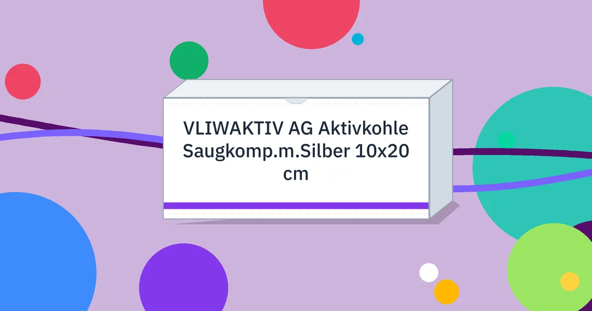Symbolbild: Packung mit der Aufschrift VLIWAKTIV AG Aktivkohle Saugkomp.m.Silber 10x20 cm (PZN 17834057) – Verfügbarkeit und Bezug in Apotheken in Frankfurt am Main