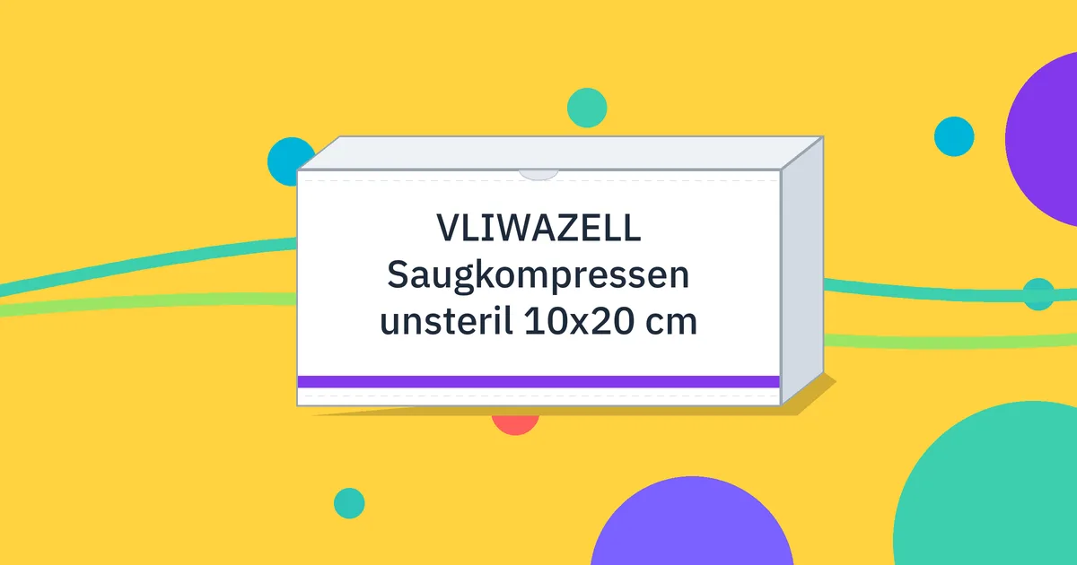 Symbolbild: Packung mit der Aufschrift VLIWAZELL Saugkompressen unsteril 10x20 cm (PZN 16596147) – Verfügbarkeit und Bezug in Apotheken in Frankfurt am Main