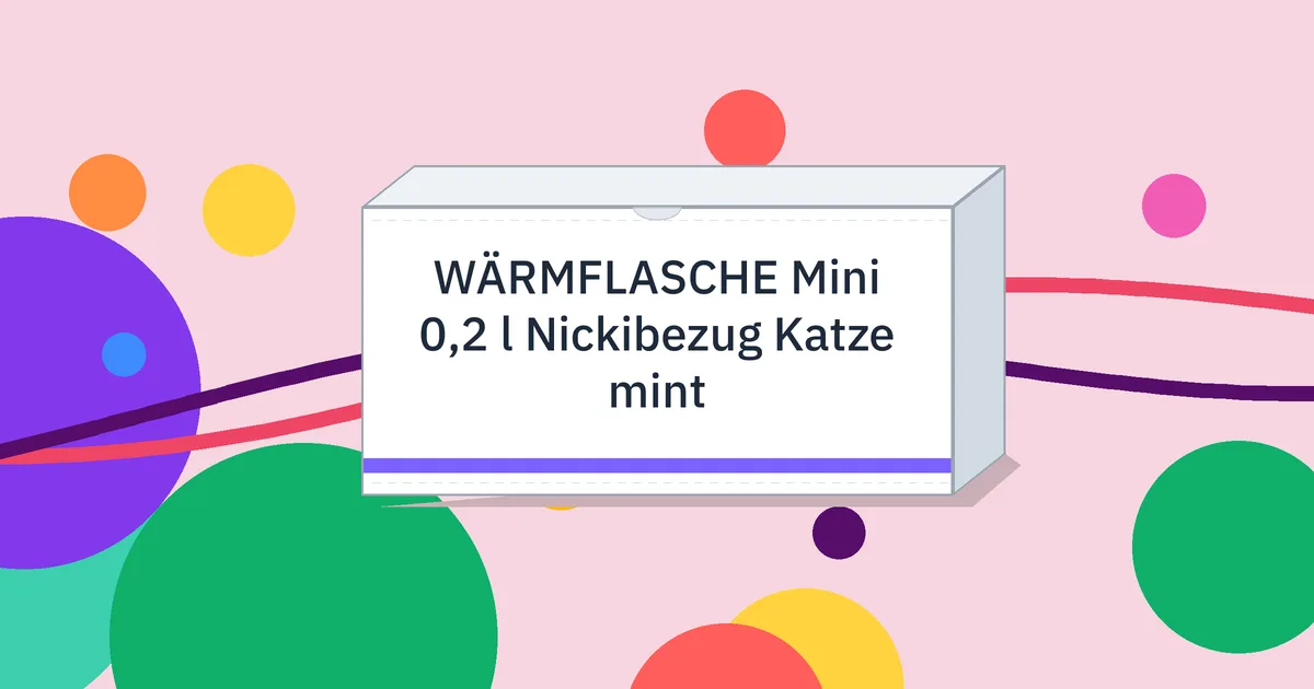 Symbolbild: Packung mit der Aufschrift WÄRMFLASCHE Mini 0,2 l Nickibezug Katze mint (PZN 16791104) – Verfügbarkeit und Bezug in Apotheken in Frankfurt am Main