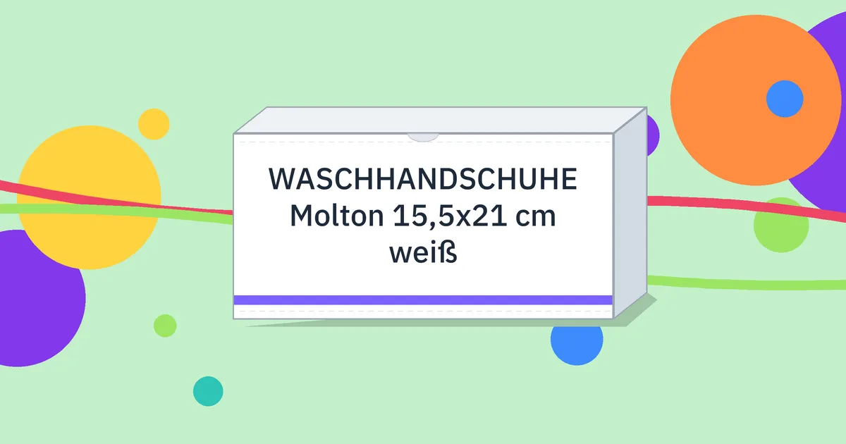 Symbolbild: Packung mit der Aufschrift WASCHHANDSCHUHE Molton 15,5x21 cm weiß (PZN 20607282) – Verfügbarkeit und Bezug in Apotheken in Frankfurt am Main