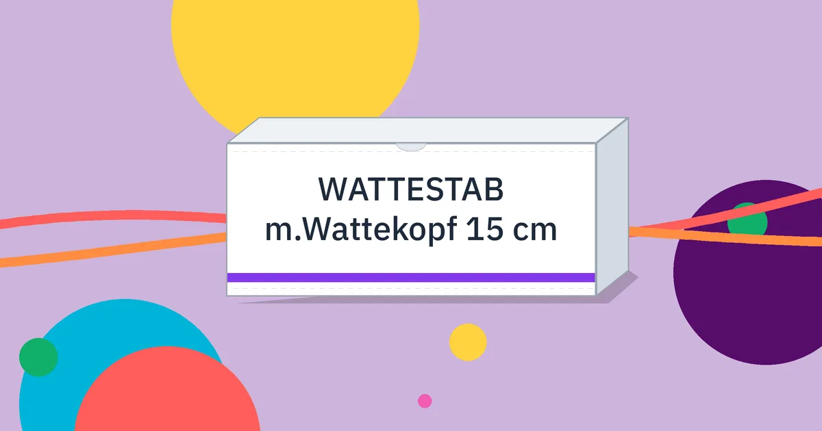 Symbolbild: Packung mit der Aufschrift WATTESTAB m.Wattekopf 15 cm (PZN 04866558) – Verfügbarkeit und Bezug in Apotheken in Frankfurt am Main