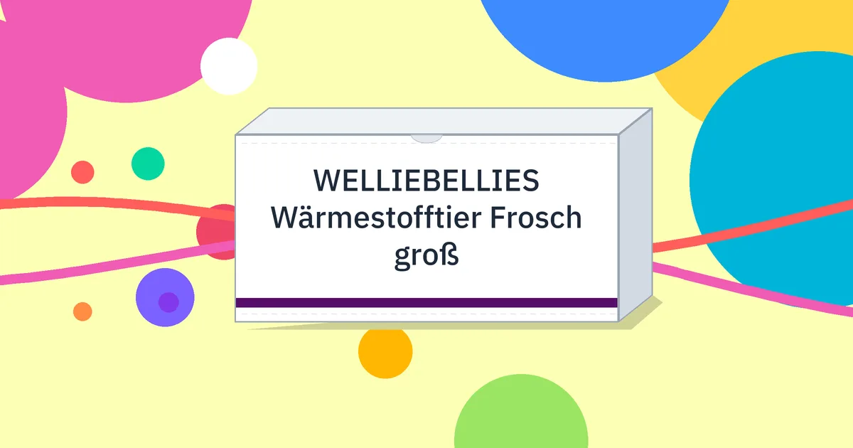 Symbolbild: Packung mit der Aufschrift WELLIEBELLIES Wärmestofftier Frosch groß (PZN 11153126) – Verfügbarkeit und Bezug in Apotheken in Frankfurt am Main