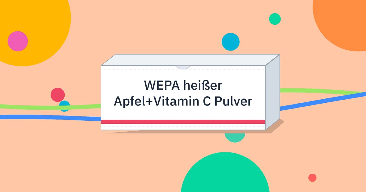 Symbolbild: Packung mit der Aufschrift WEPA heißer Apfel+Vitamin C Pulver (PZN 18336947) – Verfügbarkeit und Bezug in Apotheken in Frankfurt am Main
