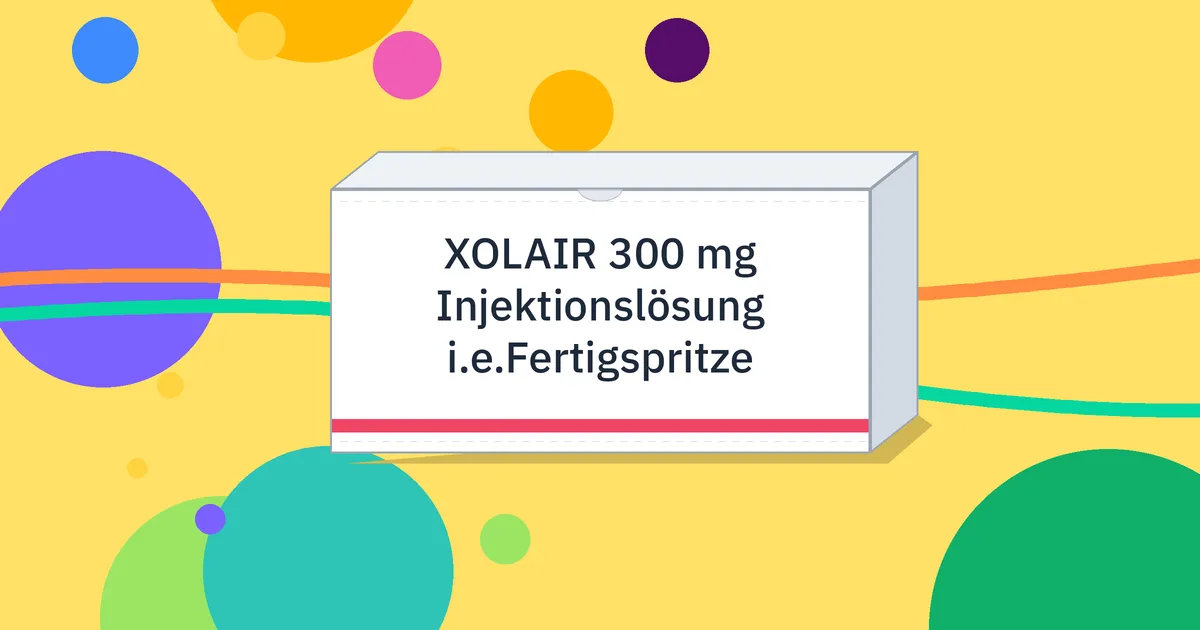 Symbolbild: Packung mit der Aufschrift XOLAIR 300 mg Injektionslösung i.e.Fertigspritze (PZN 19462594) – Verfügbarkeit und Bezug in Apotheken in Frankfurt am Main
