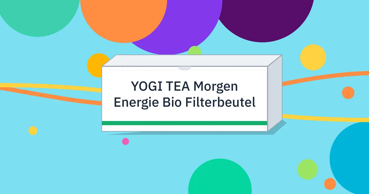 Symbolbild: Packung mit der Aufschrift YOGI TEA Morgen Energie Bio Filterbeutel (PZN 18470195) – Verfügbarkeit und Bezug in Apotheken in Frankfurt am Main