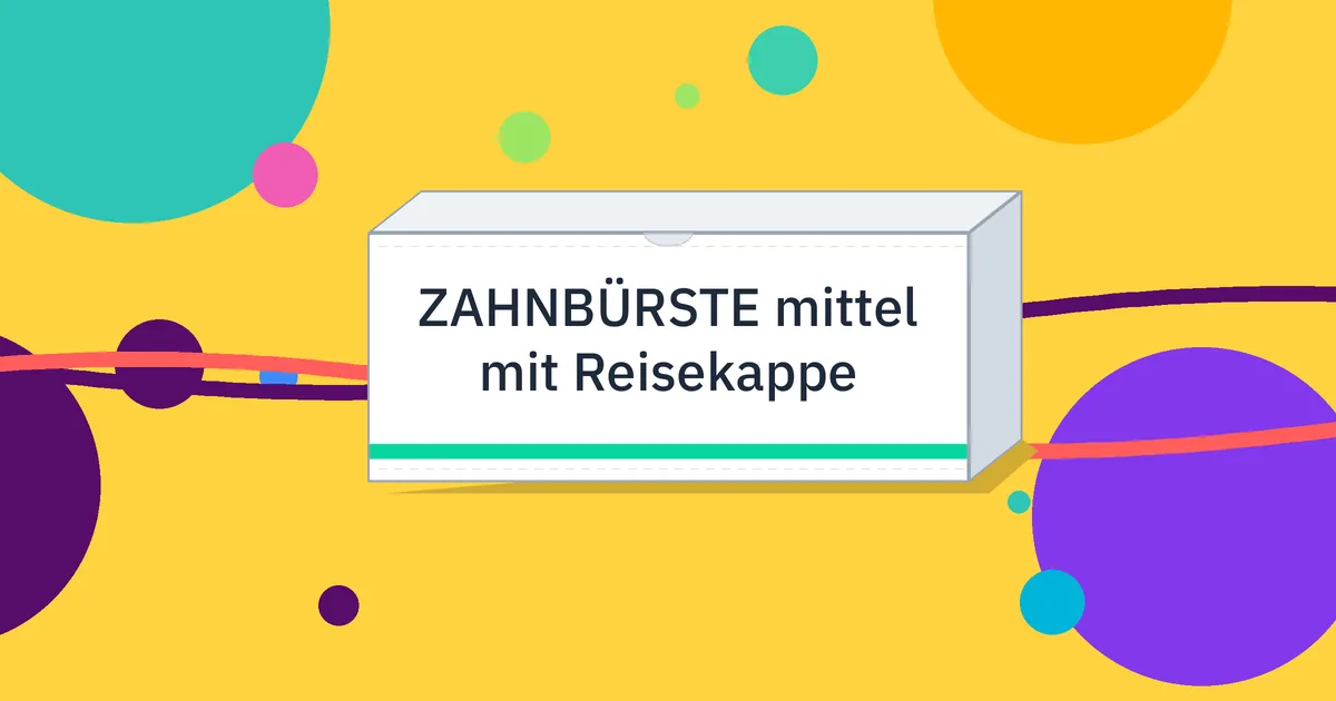 Symbolbild: Packung mit der Aufschrift ZAHNBÜRSTE mittel mit Reisekappe (PZN 15422971) – Verfügbarkeit und Bezug in Apotheken in Frankfurt am Main