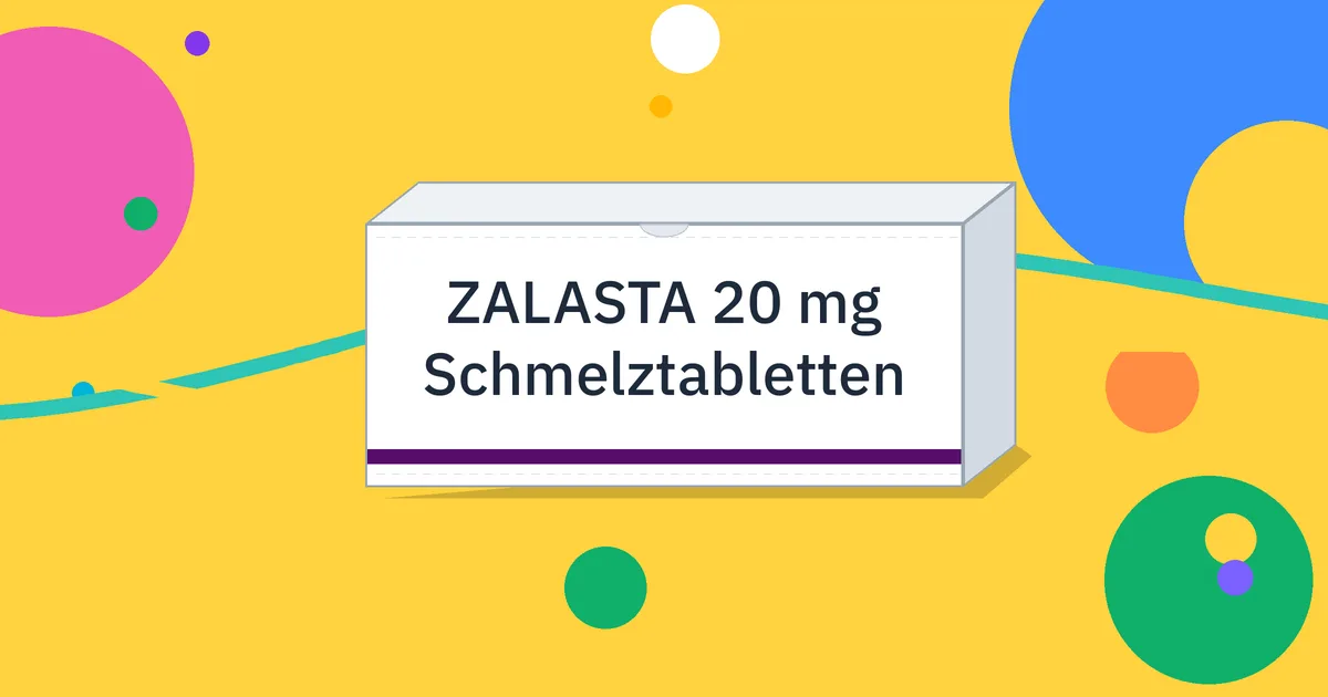 Symbolbild: Packung mit der Aufschrift ZALASTA 20 mg Schmelztabletten (PZN 09098093) – Verfügbarkeit und Bezug in Apotheken in Frankfurt am Main