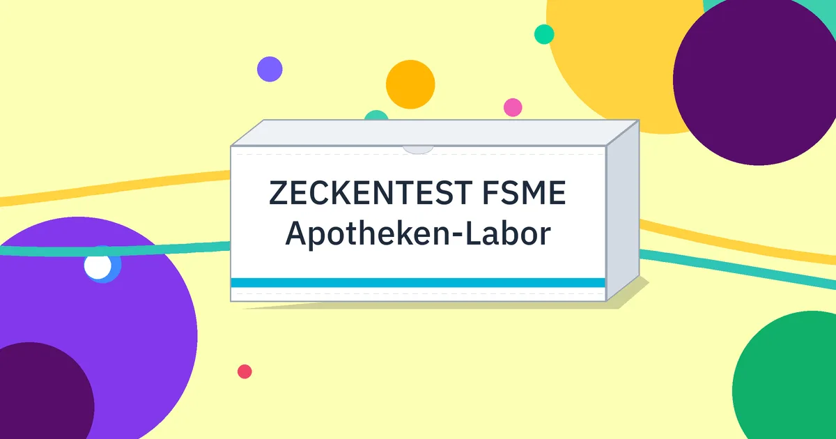 Symbolbild: Packung mit der Aufschrift ZECKENTEST FSME Apotheken-Labor (PZN 06910105) – Verfügbarkeit und Bezug in Apotheken in Frankfurt am Main