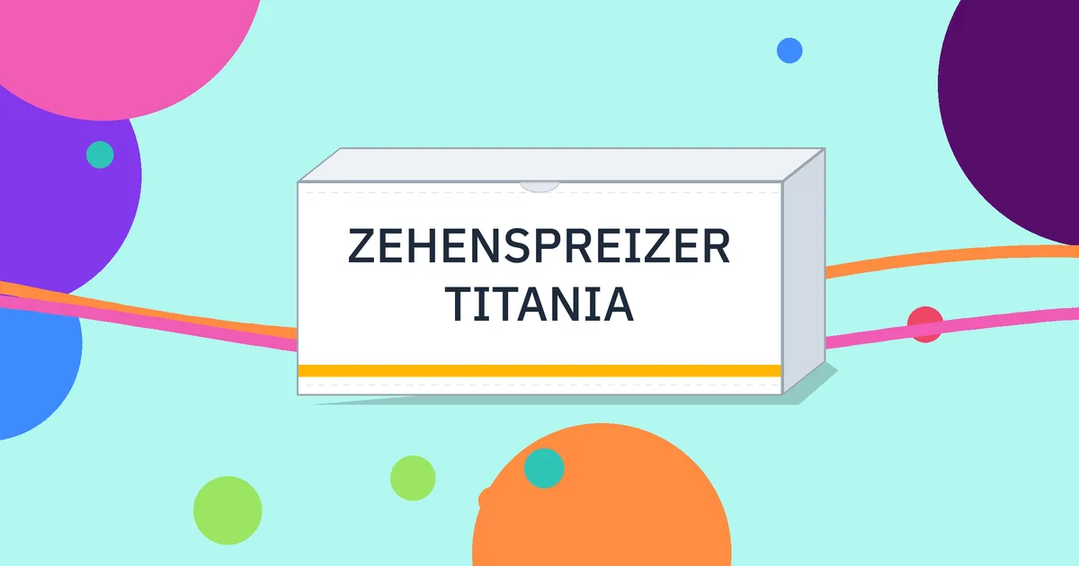Symbolbild: Packung mit der Aufschrift ZEHENSPREIZER TITANIA (PZN 01918852) – Verfügbarkeit und Bezug in Apotheken in Frankfurt am Main