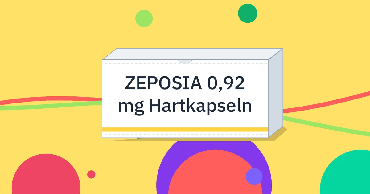 Symbolbild: Packung mit der Aufschrift ZEPOSIA 0,92 mg Hartkapseln (PZN 17998103) – Verfügbarkeit und Bezug in Apotheken in Frankfurt am Main