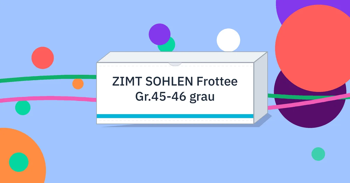 Symbolbild: Packung mit der Aufschrift ZIMT SOHLEN Frottee Gr.45-46 grau (PZN 19265913) – Verfügbarkeit und Bezug in Apotheken in Frankfurt am Main