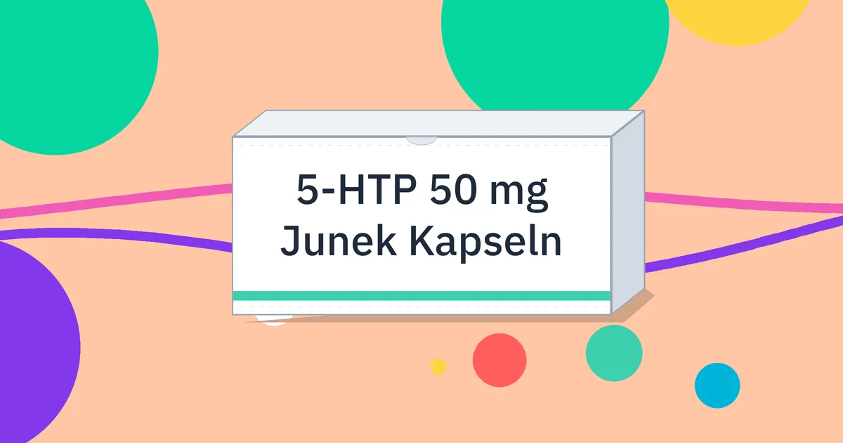Symbolbild: Packung mit der Aufschrift 5-HTP 50 mg Junek Kapseln (PZN 10337491) – Verfügbarkeit und Bezug in Apotheken in Frankfurt am Main