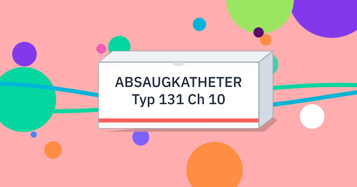 Symbolbild: Packung mit der Aufschrift ABSAUGKATHETER Typ 131 Ch 10 (PZN 07489300) – Verfügbarkeit und Bezug in Apotheken in Frankfurt am Main