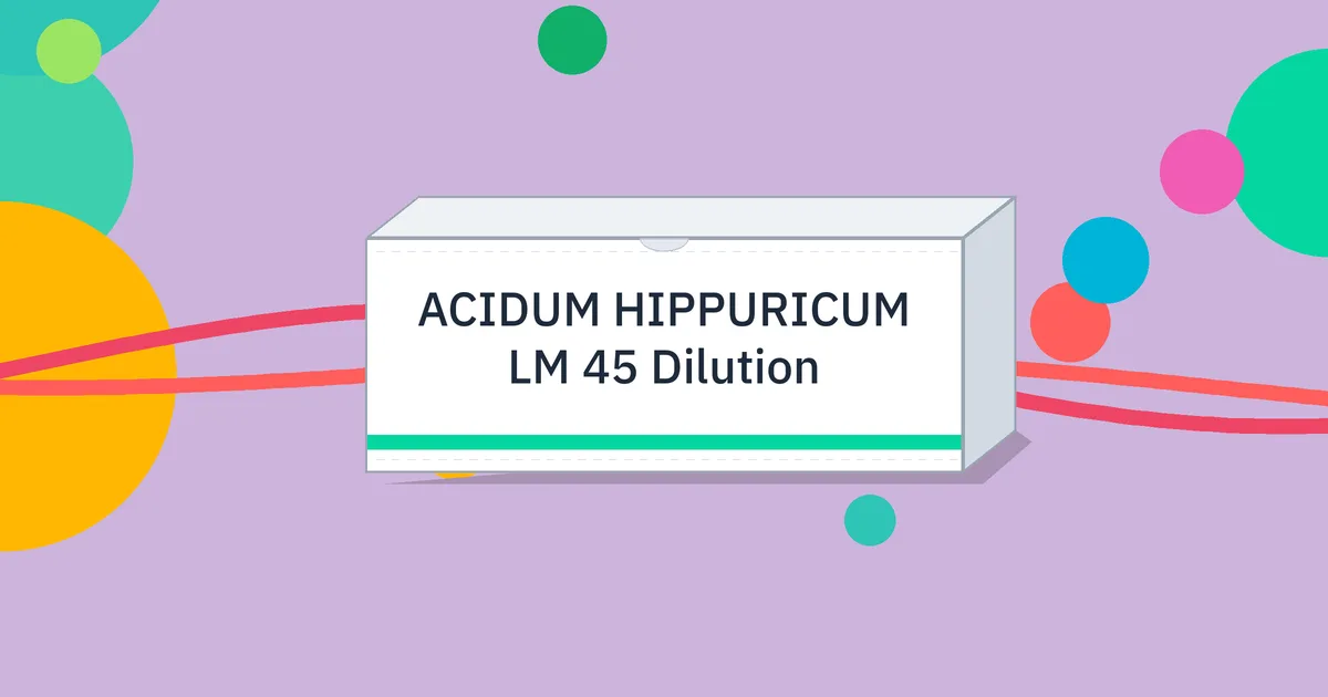 Symbolbild: Packung mit der Aufschrift ACIDUM HIPPURICUM LM 45 Dilution (PZN 13277878) – Verfügbarkeit und Bezug in Apotheken in Frankfurt am Main