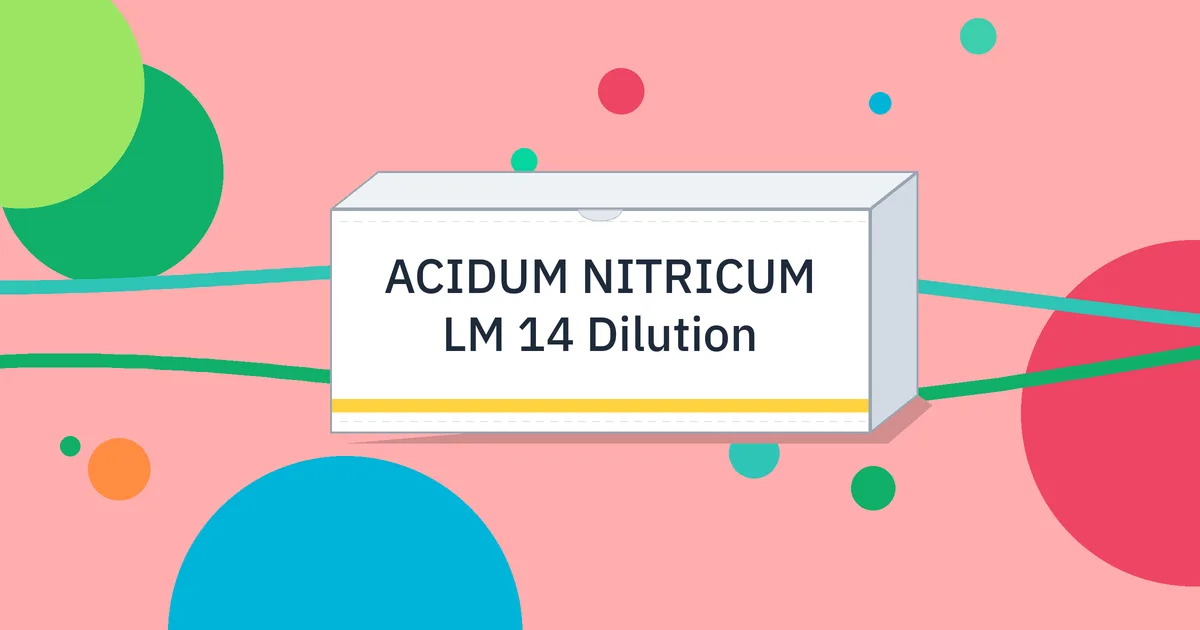 Symbolbild: Packung mit der Aufschrift ACIDUM NITRICUM LM 14 Dilution (PZN 12752811) – Verfügbarkeit und Bezug in Apotheken in Frankfurt am Main