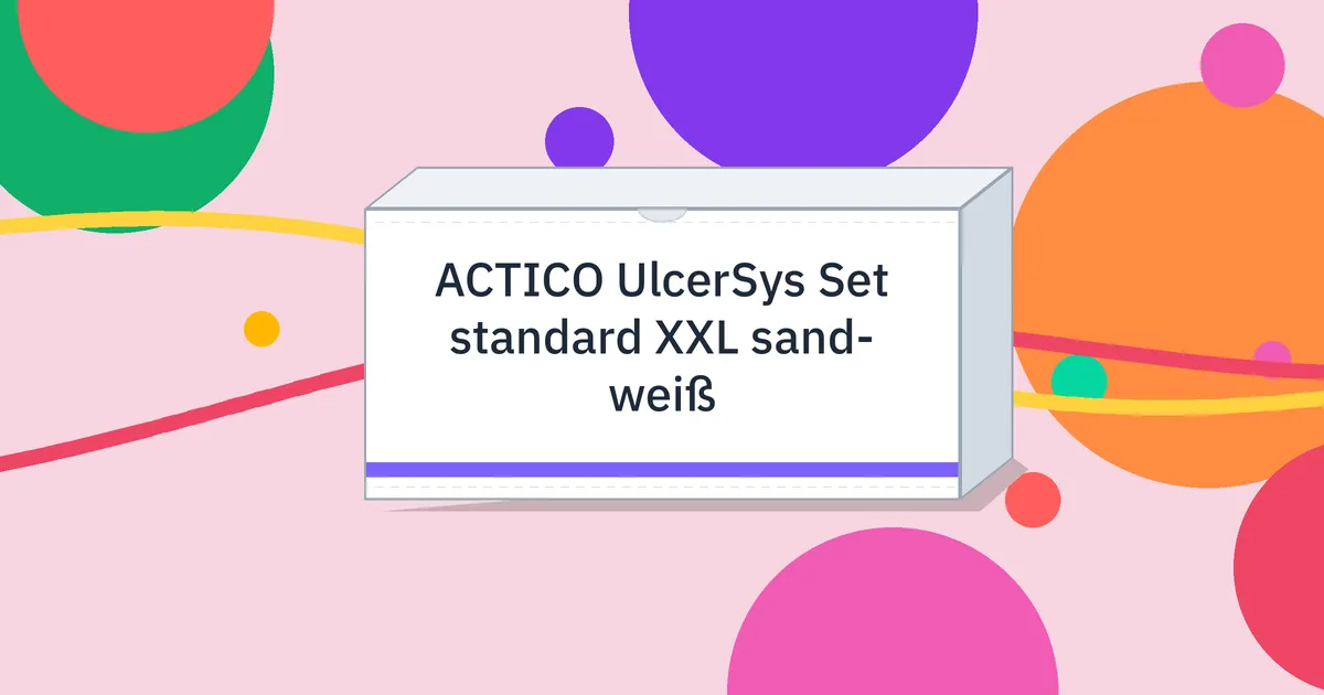 Symbolbild: Packung mit der Aufschrift ACTICO UlcerSys Set standard XXL sand-weiß (PZN 10233863) – Verfügbarkeit und Bezug in Apotheken in Frankfurt am Main