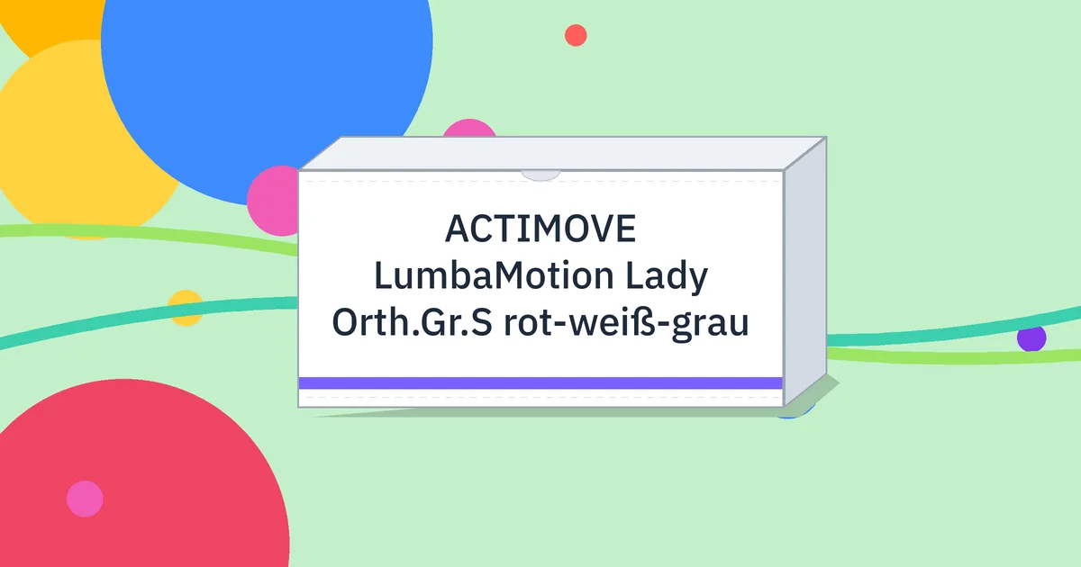 Symbolbild: Packung mit der Aufschrift ACTIMOVE LumbaMotion Lady Orth.Gr.S rot-weiß-grau (PZN 17948192) – Verfügbarkeit und Bezug in Apotheken in Frankfurt am Main