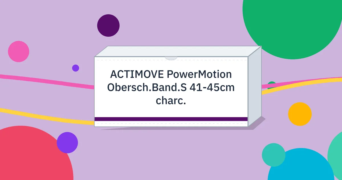 Symbolbild: Packung mit der Aufschrift ACTIMOVE PowerMotion Obersch.Band.S 41-45cm charc. (PZN 17948565) – Verfügbarkeit und Bezug in Apotheken in Frankfurt am Main