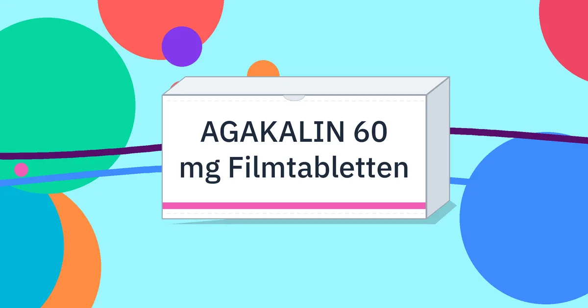 Symbolbild: Packung mit der Aufschrift AGAKALIN 60 mg Filmtabletten (PZN 15268978) – Verfügbarkeit und Bezug in Apotheken in Frankfurt am Main