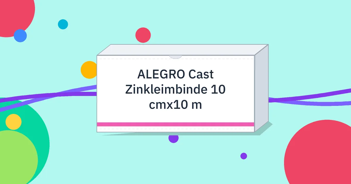Symbolbild: Packung mit der Aufschrift ALEGRO Cast Zinkleimbinde 10 cmx10 m (PZN 01425173) – Verfügbarkeit und Bezug in Apotheken in Frankfurt am Main