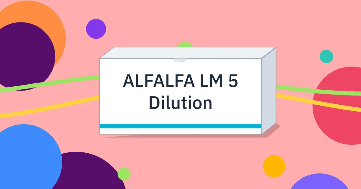 Symbolbild: Packung mit der Aufschrift ALFALFA LM 5 Dilution (PZN 13310044) – Verfügbarkeit und Bezug in Apotheken in Frankfurt am Main