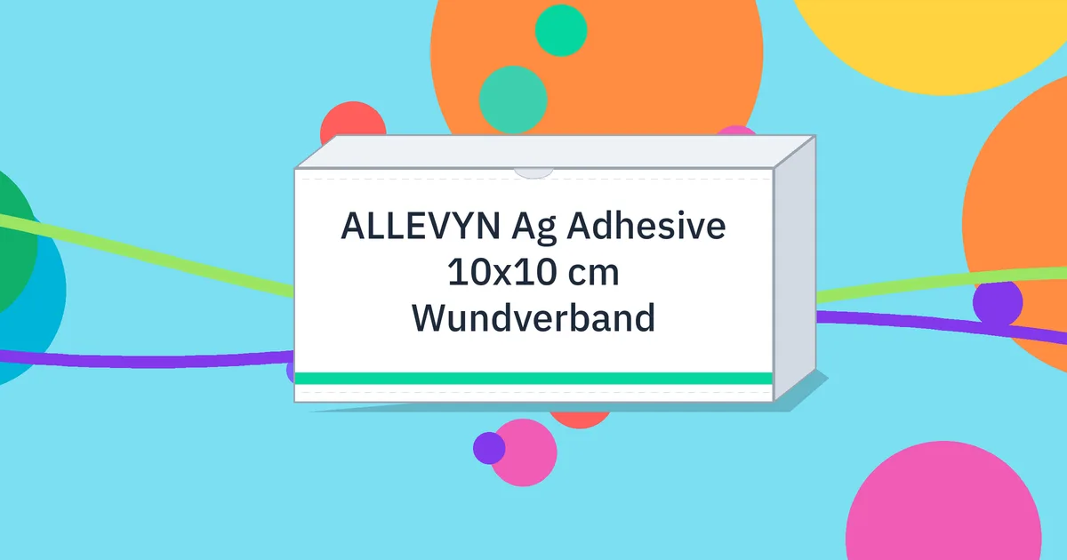 Symbolbild: Packung mit der Aufschrift ALLEVYN Ag Adhesive 10x10 cm Wundverband (PZN 12542077) – Verfügbarkeit und Bezug in Apotheken in Frankfurt am Main