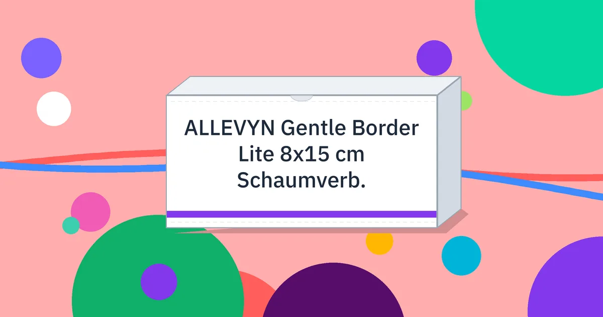 Symbolbild: Packung mit der Aufschrift ALLEVYN Gentle Border Lite 8x15 cm Schaumverb. (PZN 02173199) – Verfügbarkeit und Bezug in Apotheken in Frankfurt am Main