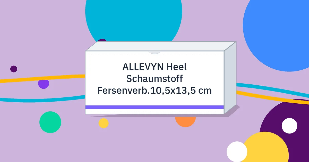 Symbolbild: Packung mit der Aufschrift ALLEVYN Heel Schaumstoff Fersenverb.10,5x13,5 cm (PZN 09273998) – Verfügbarkeit und Bezug in Apotheken in Frankfurt am Main