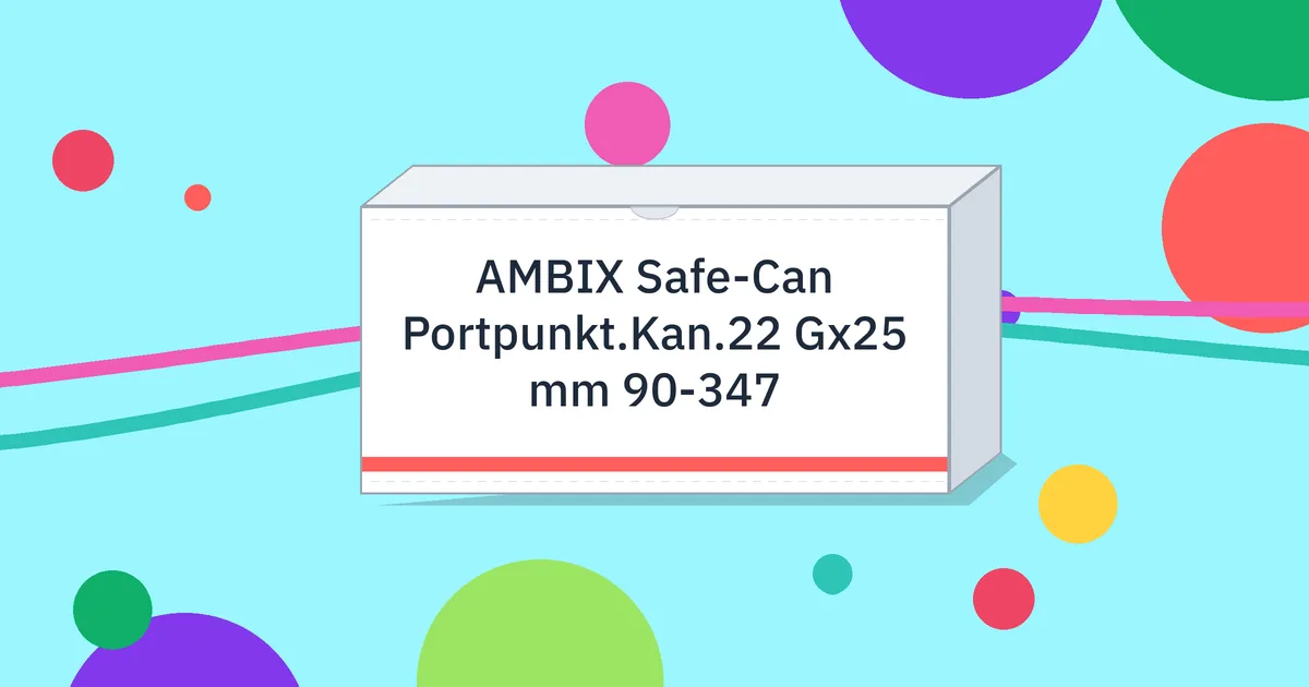 Symbolbild: Packung mit der Aufschrift AMBIX Safe-Can Portpunkt.Kan.22 Gx25 mm 90-347 (PZN 13968938) – Verfügbarkeit und Bezug in Apotheken in Frankfurt am Main