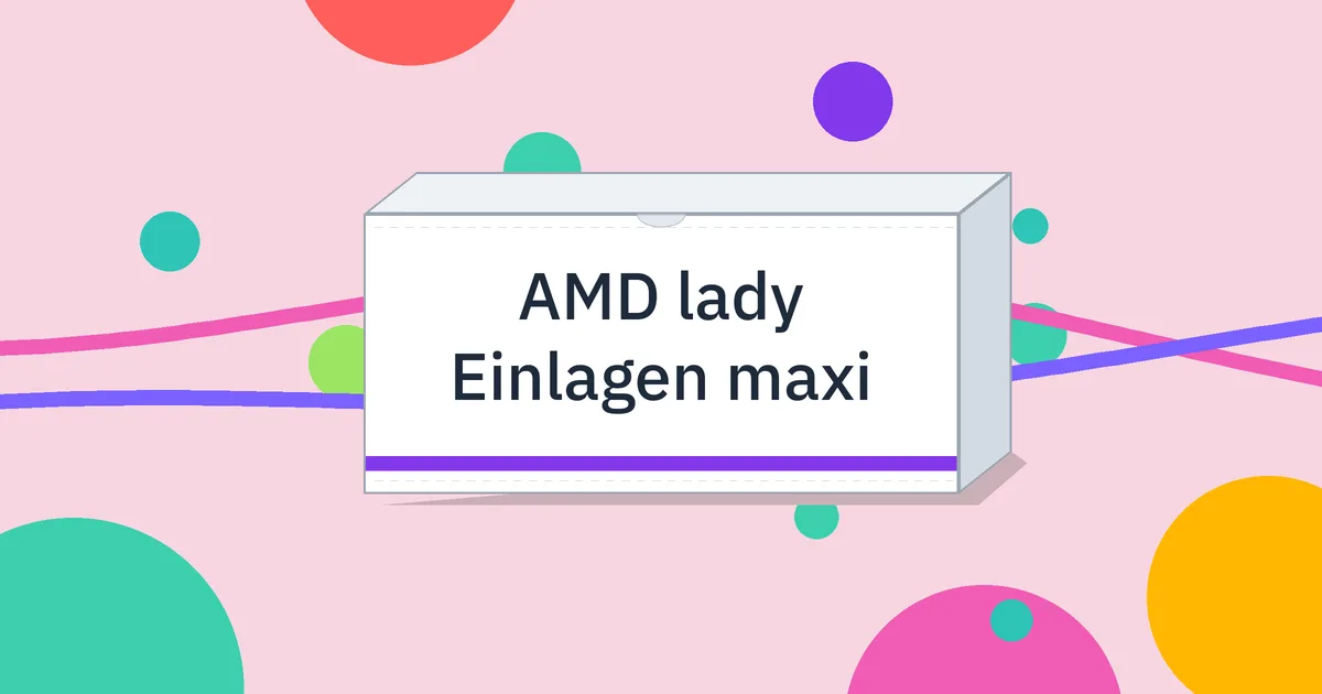 Symbolbild: Packung mit der Aufschrift AMD lady Einlagen maxi (PZN 14210899) – Verfügbarkeit und Bezug in Apotheken in Frankfurt am Main