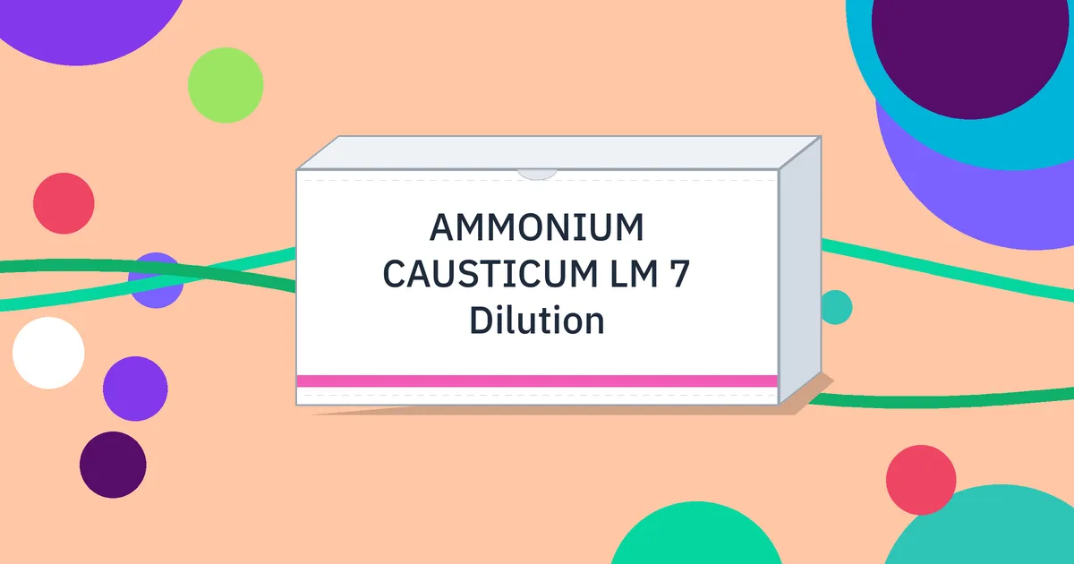 Symbolbild: Packung mit der Aufschrift AMMONIUM CAUSTICUM LM 7 Dilution (PZN 13320806) – Verfügbarkeit und Bezug in Apotheken in Frankfurt am Main