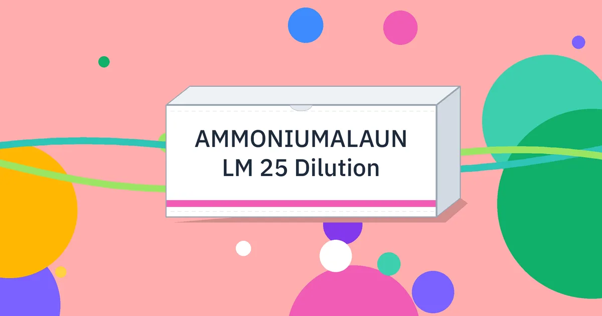 Symbolbild: Packung mit der Aufschrift AMMONIUMALAUN LM 25 Dilution (PZN 13324796) – Verfügbarkeit und Bezug in Apotheken in Frankfurt am Main