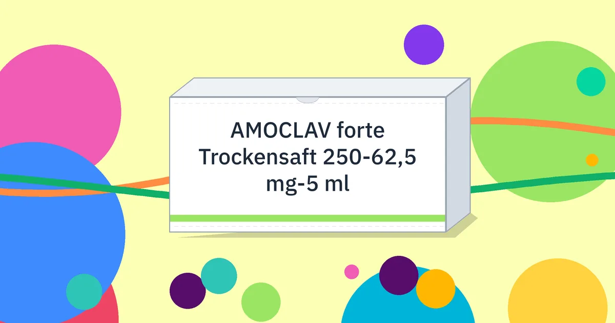 Symbolbild: Packung mit der Aufschrift AMOCLAV forte Trockensaft 250-62,5 mg-5 ml (PZN 00544697) – Verfügbarkeit und Bezug in Apotheken in Frankfurt am Main