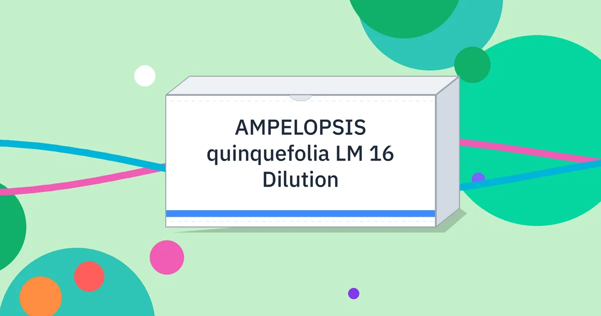 Symbolbild: Packung mit der Aufschrift AMPELOPSIS quinquefolia LM 16 Dilution (PZN 13325146) – Verfügbarkeit und Bezug in Apotheken in Frankfurt am Main
