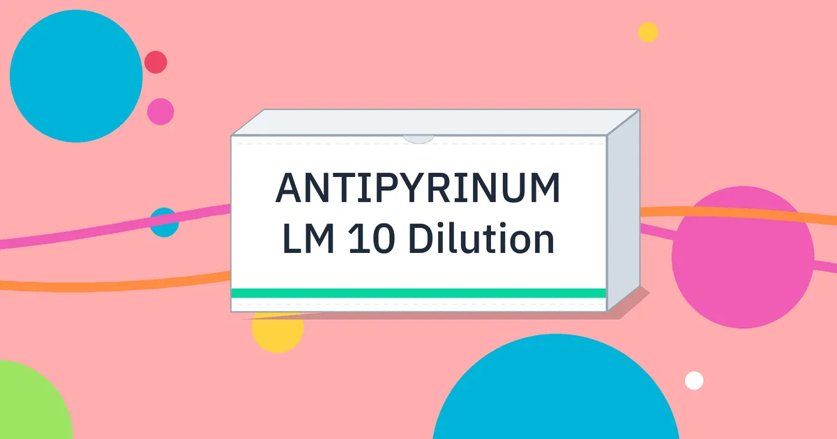 Symbolbild: Packung mit der Aufschrift ANTIPYRINUM LM 10 Dilution (PZN 13376304) – Verfügbarkeit und Bezug in Apotheken in Frankfurt am Main
