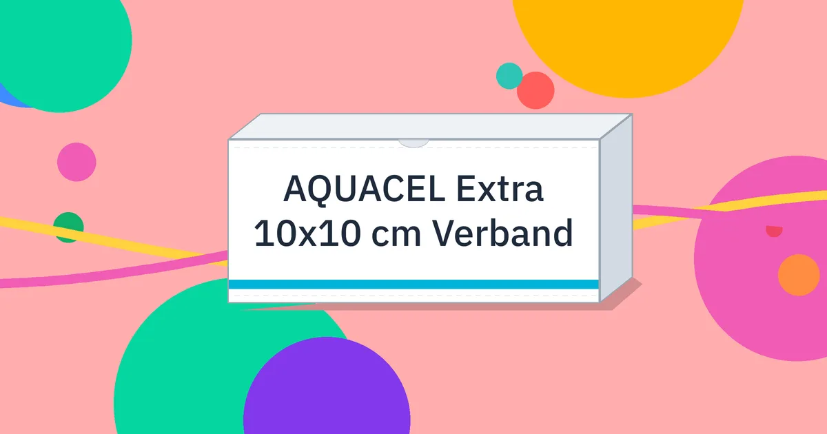Symbolbild: Packung mit der Aufschrift AQUACEL Extra 10x10 cm Verband (PZN 18230835) – Verfügbarkeit und Bezug in Apotheken in Frankfurt am Main