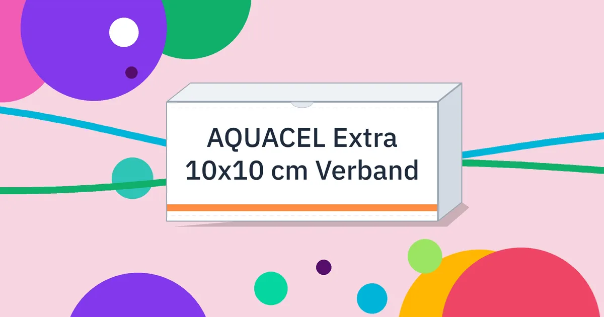 Symbolbild: Packung mit der Aufschrift AQUACEL Extra 10x10 cm Verband (PZN 20629349) – Verfügbarkeit und Bezug in Apotheken in Frankfurt am Main