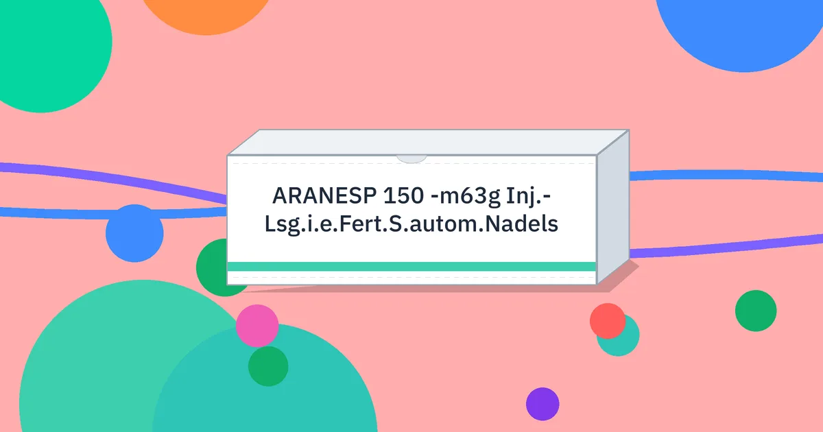 Symbolbild: Packung mit der Aufschrift ARANESP 150 -m63g Inj.-Lsg.i.e.Fert.S.autom.Nadels (PZN 17308334) – Verfügbarkeit und Bezug in Apotheken in Frankfurt am Main